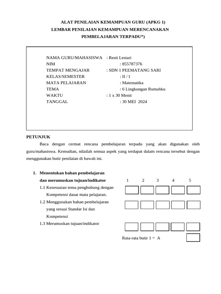 APKG I & II Pembelajaran Terpadu Fixxx | PDF
