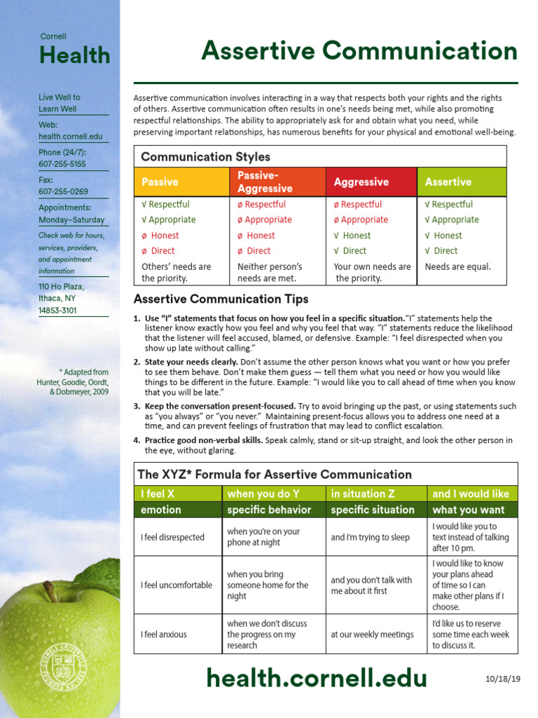 Assertive Communication Skills | PDF | Communication | Interpersonal ...