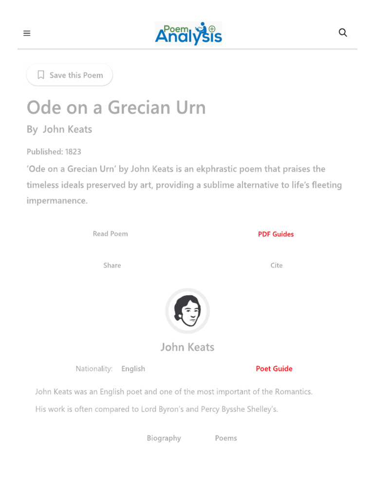 Ode On Grecian Urn | PDF