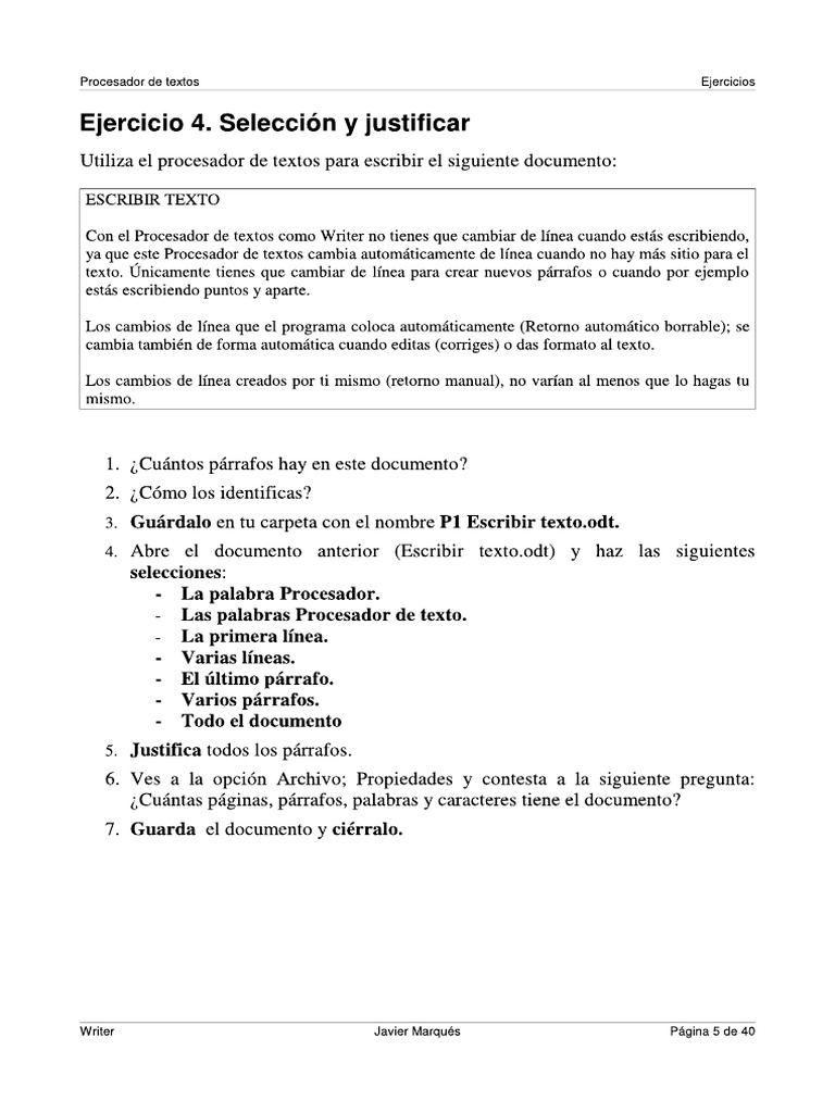 Ejercicio 04 - Selección y Justificado | PDF