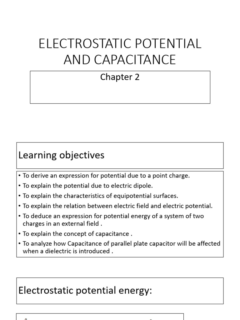 Electrostatic Potential and Capacitance | PDF | Dielectric | Capacitance