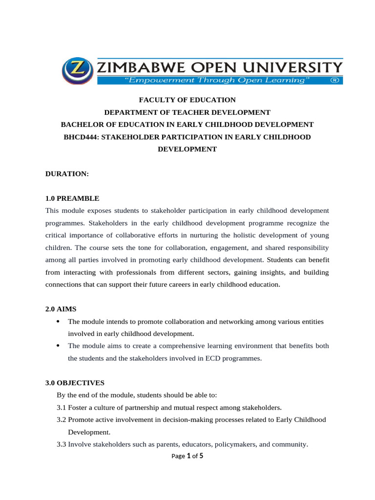 Stakeholder Engagement in Early Childhood | PDF | Child Development ...