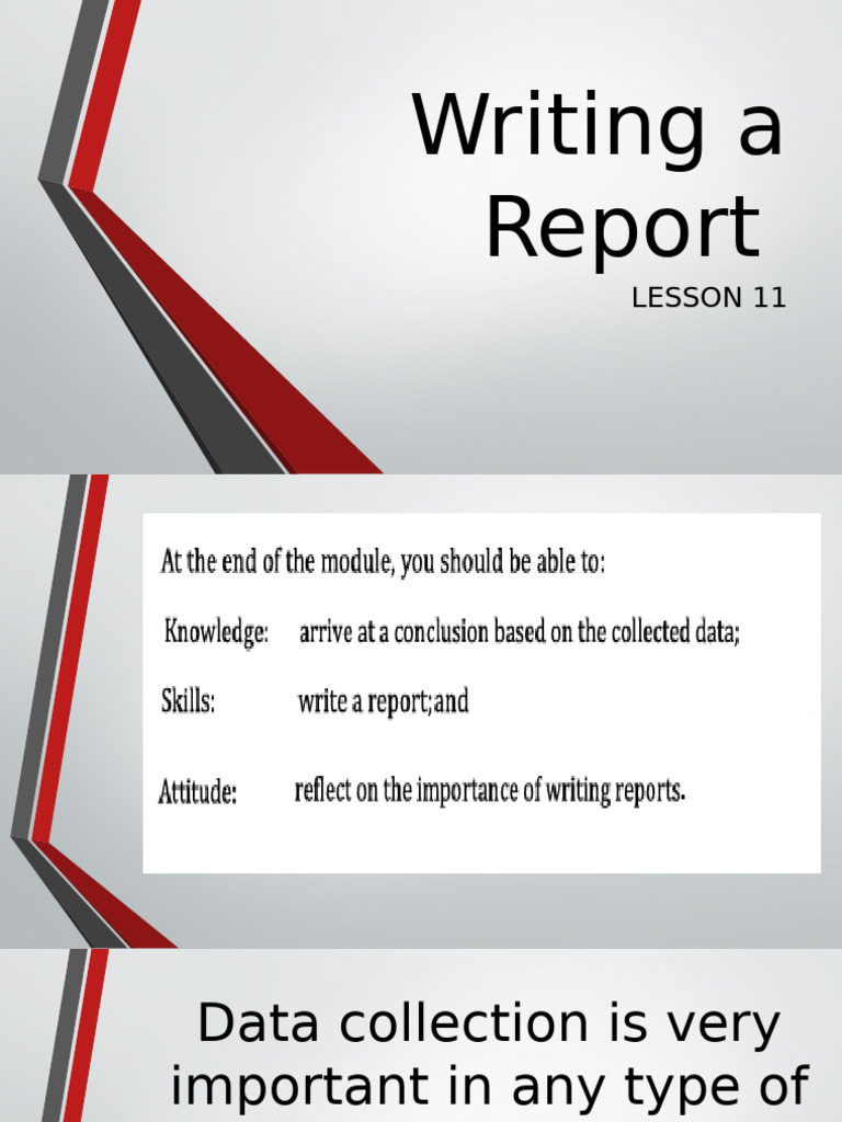 LESSON 11 Writing A Report 1 | PDF | Data | Quantitative Research