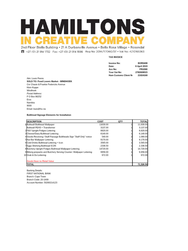 Border Invoice - Template | PDF | Cuisine | Foods