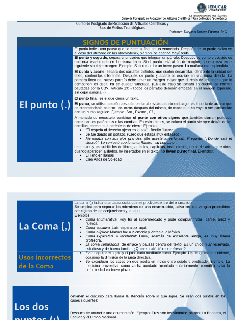 Cursso de Redacción Científica UBV - Signos de Puntuación | PDF ...