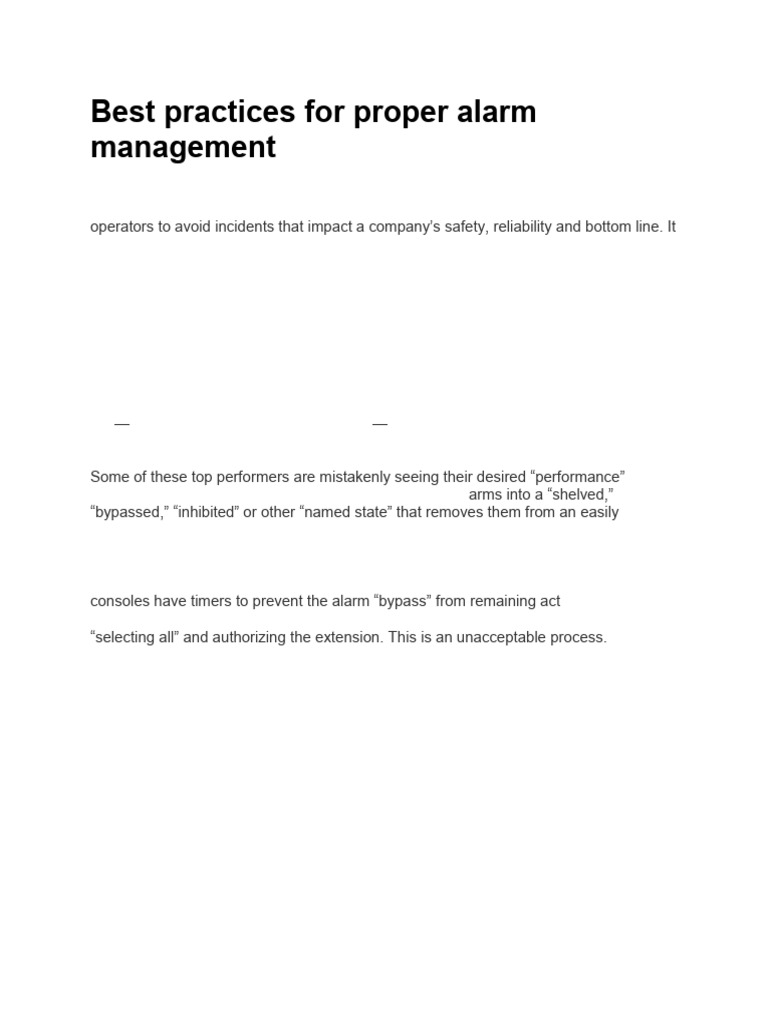 C5. Best Practices For Proper Alarm Management | PDF