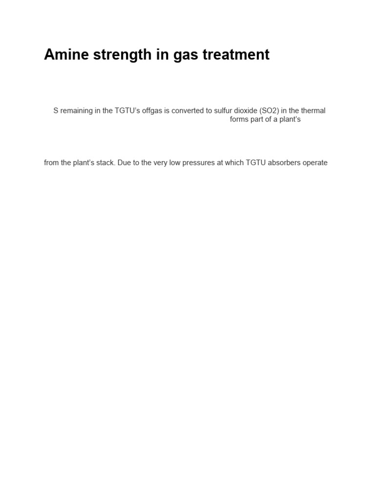 Amine Strength Impact on TGTU Performance | PDF | Sulfur Dioxide | Sulfur