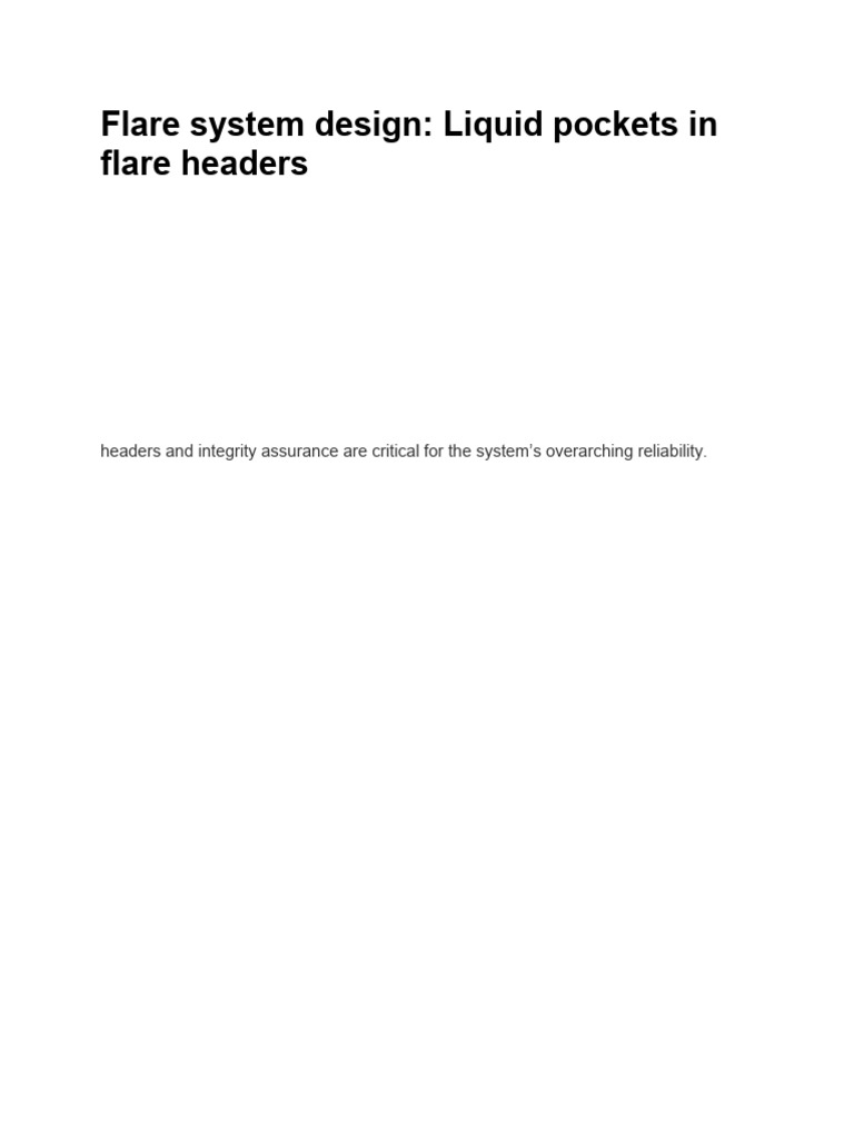 C4. Flare System Design-Liquid Pockets in Flare Headers | PDF | Liquids ...