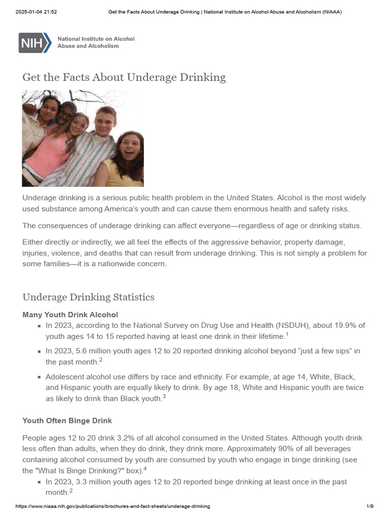 2.1 Get The Facts About Underage Drinking - National Institute On Alcohol Abuse and Alcoholism ...