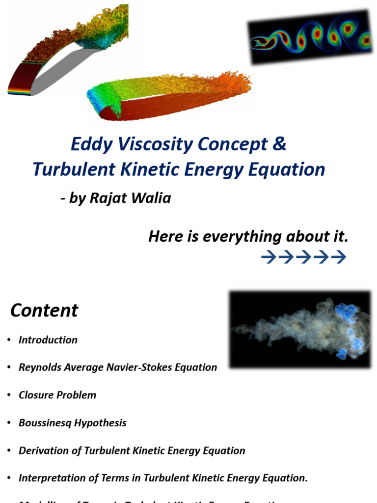 Eddy Viscosity Concept & Turbulent Kinetic Energy Equation | PDF | Turbulence | Reynolds Number