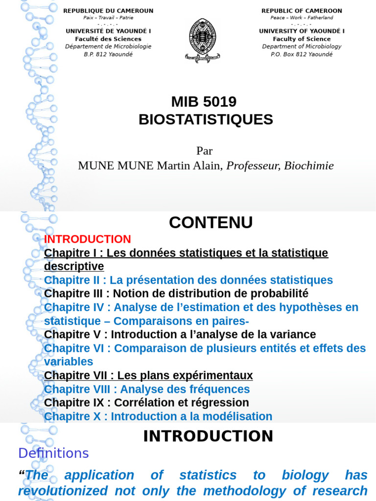 Cours BIOSTATS MIB MASTER 2 | PDF | Statistics | Sampling (Statistics)
