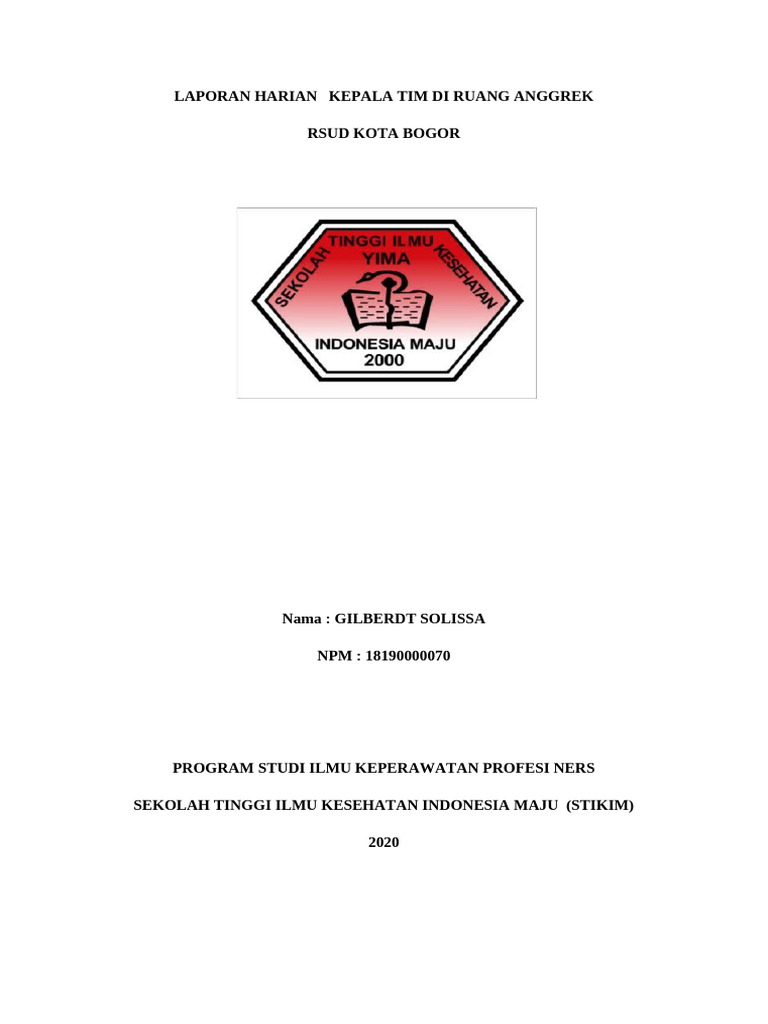 Laporan Harian Kepala Tim - Gilberdt Soli | PDF
