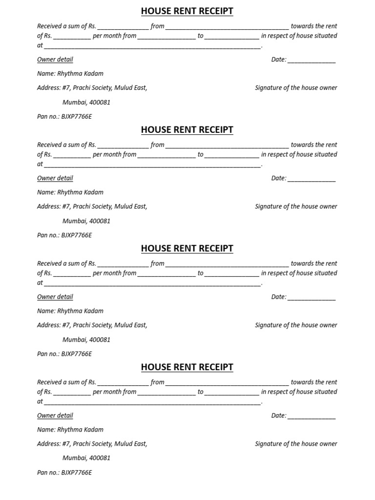 House Rent Receipt | PDF