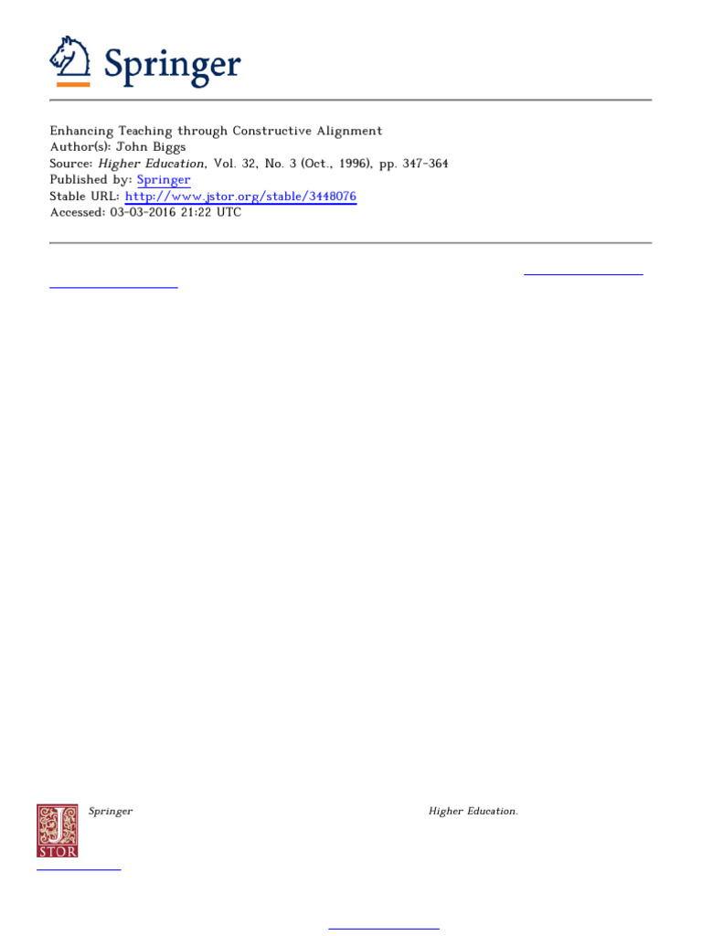 Biggs 1996 | PDF | Constructivism (Philosophy Of Education) | Learning