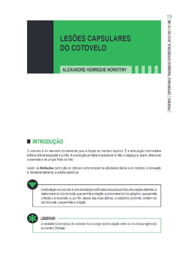Lesões capsulares no cotovelo | PDF
