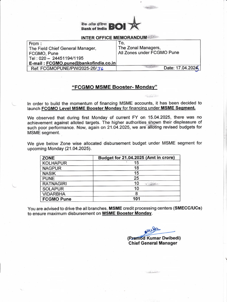 FCGMO IOM 36 - MSME Booster Monday Revised | PDF