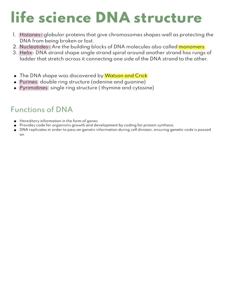 Life Science Dna Structure | PDF
