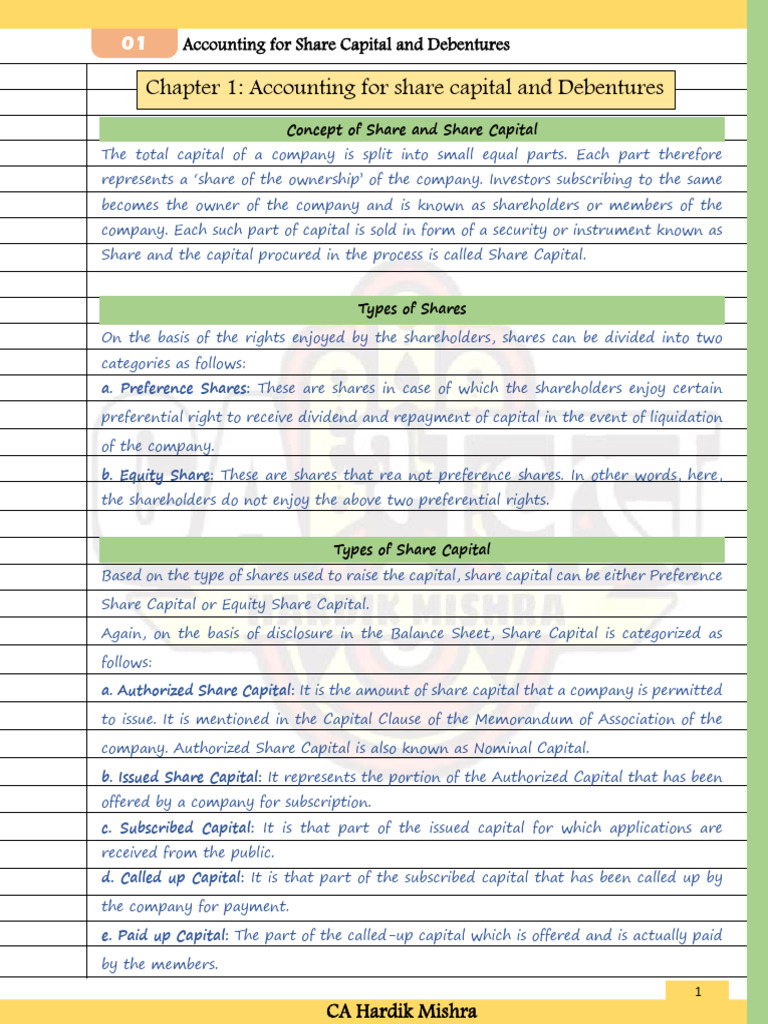 Accounting For Share Capital | PDF | Employee Stock Option | Option ...