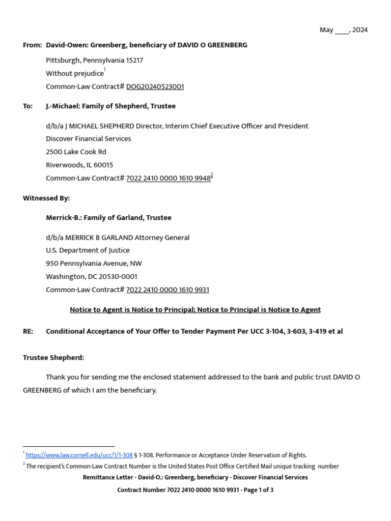 Remittance Letter - Discover - v1.5 | PDF | Legal Tender | Money