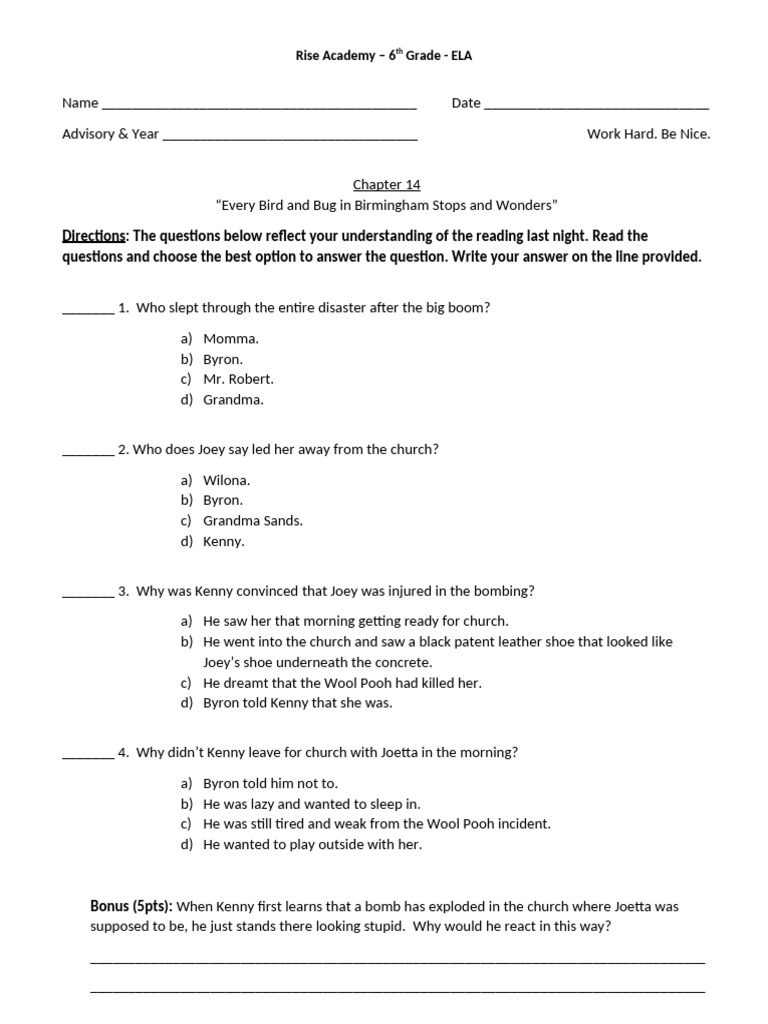 Homework Quiz Questions - TWGTB CH 14 | PDF