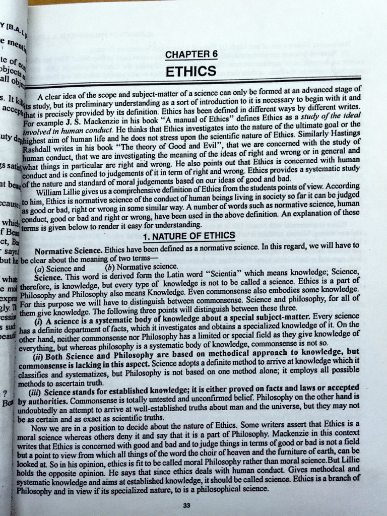 Meaning, Nature, Scope of Ethics | PDF | Science | Morality