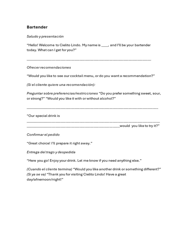 Bartender | PDF