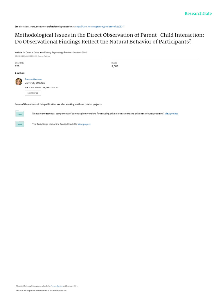 Observational Methods in Parent-Child Interactions | PDF | Validity ...