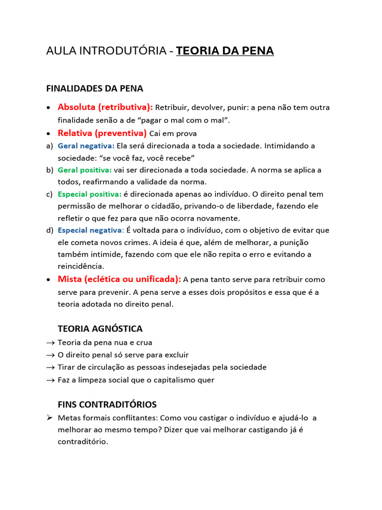 Teoria Agnóstica da Pena e suas Implicações | PDF
