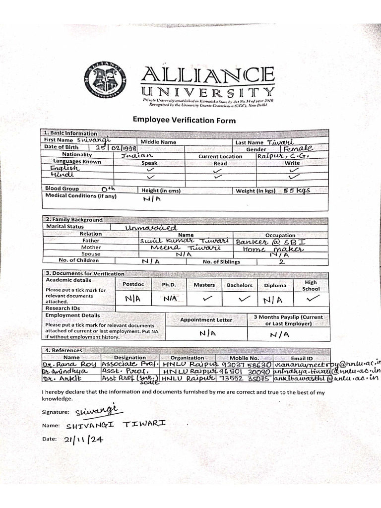 Verification Form | PDF