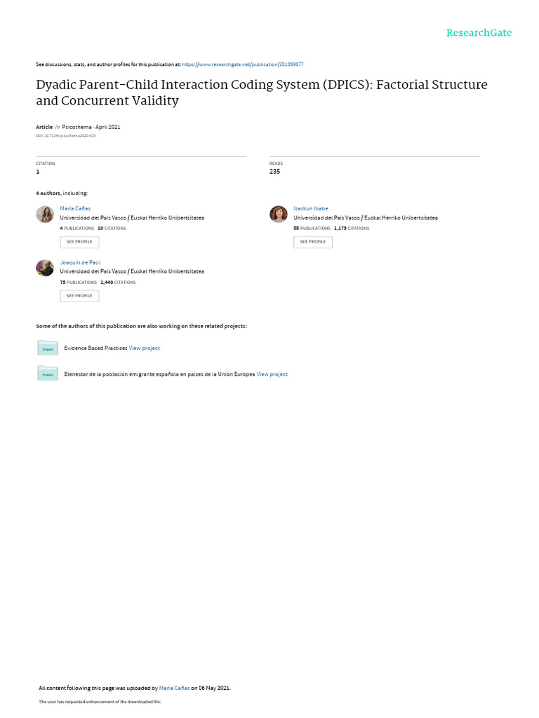 Canas et al.,2021_DPICS estrutura fatorial e validade concorrente ES | PDF