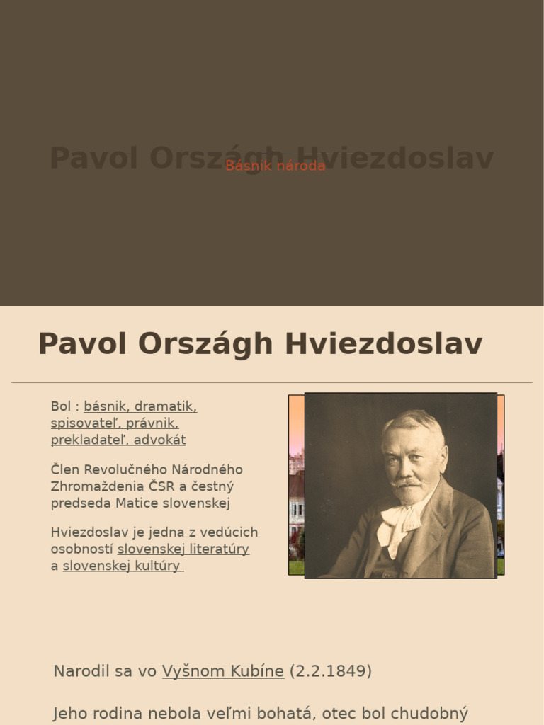 Pavol Országh Hviezdoslav | PDF