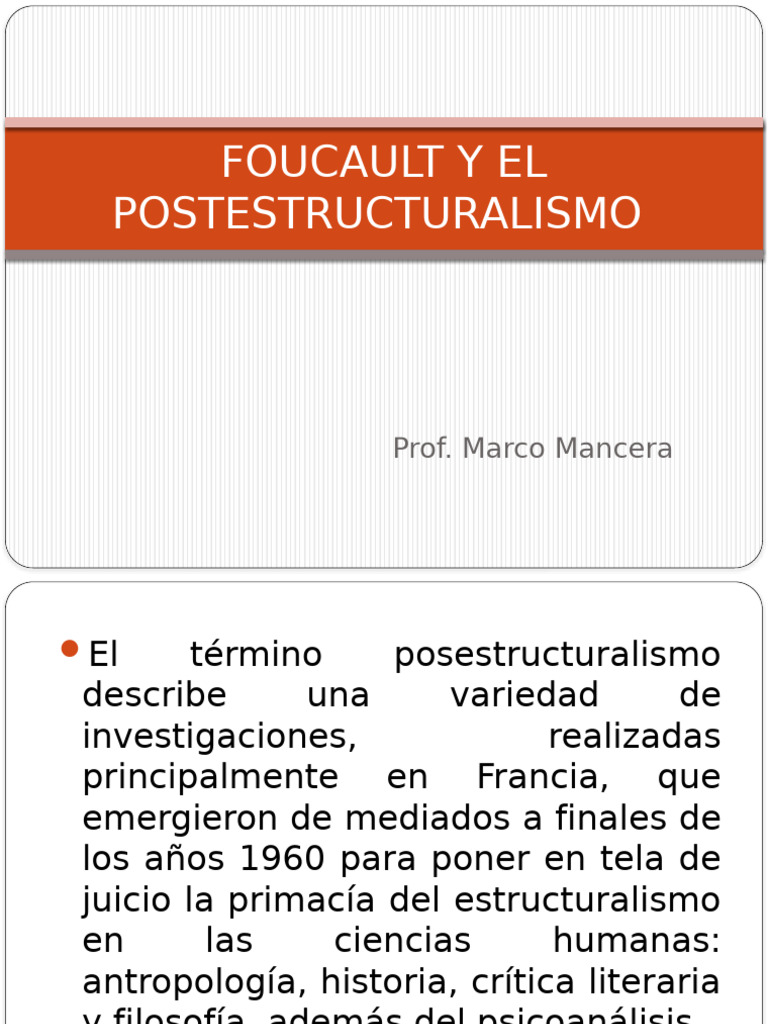 Foucault y El Postestructuralismo | PDF | Educación en artes liberales