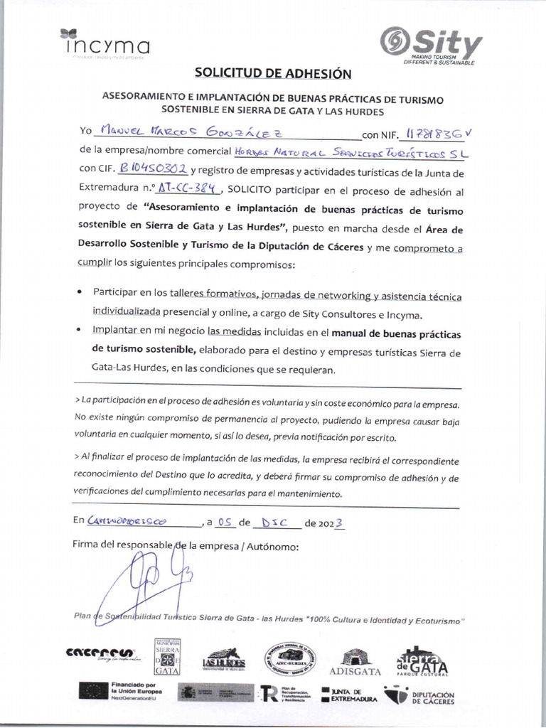 Solicitudes Adhesión Turismo Sostenible | PDF