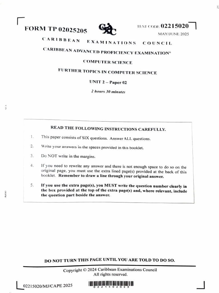 CAPE CompSci U2 P2 2025 | PDF