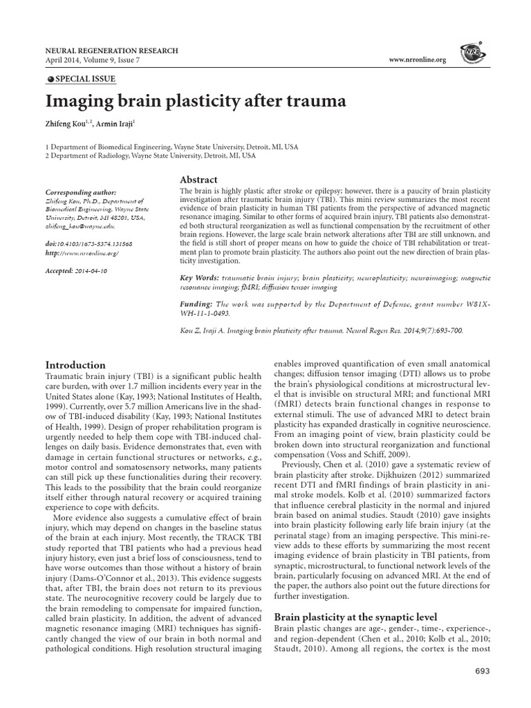 Imaging Brain Plasticity After Trauma | PDF | Neuroplasticity ...