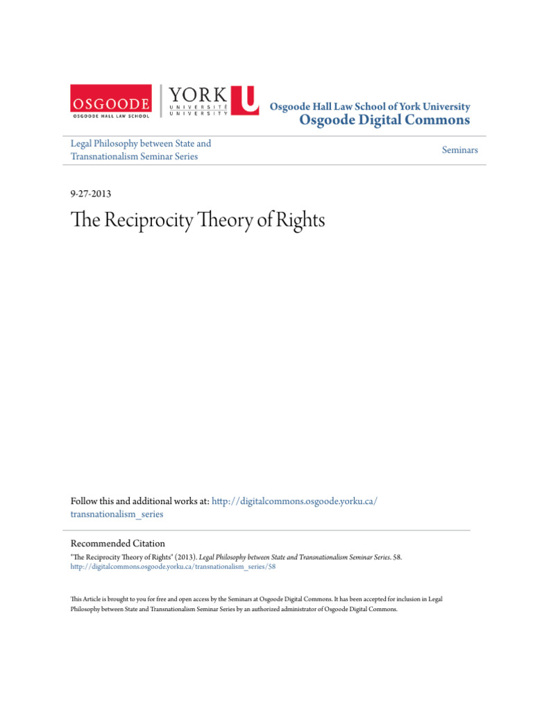 The Reciprocity Theory of Rights | PDF | Rights | Theory