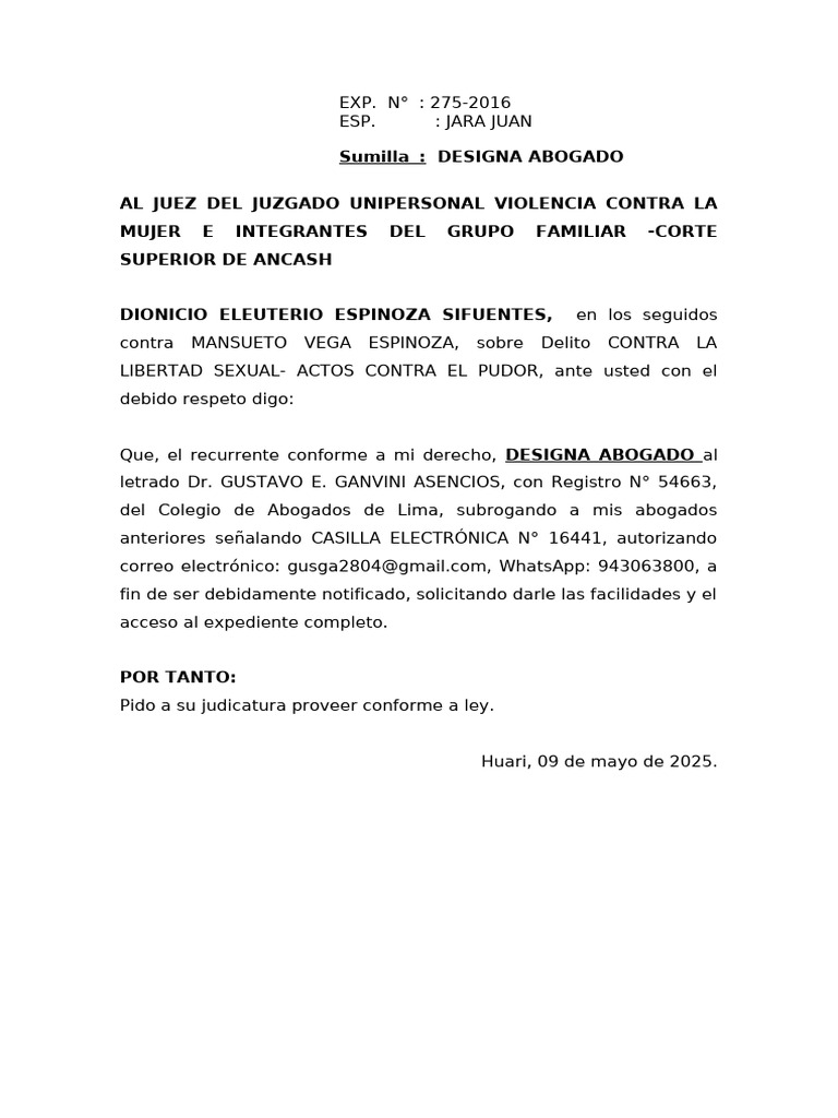 DESIGNA ABOGADO DIONICIO | PDF