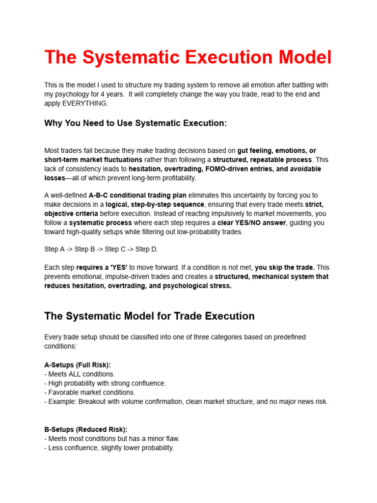 The Systematic Execution Model | PDF | Risk | Behavioural Sciences