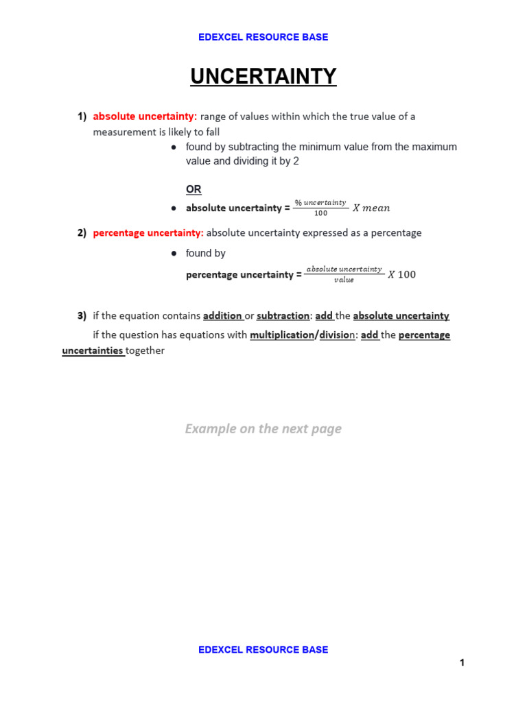 All about UNCERTAINTY-Unit-6.pdf | PDF | Observational Error | Accuracy And Precision