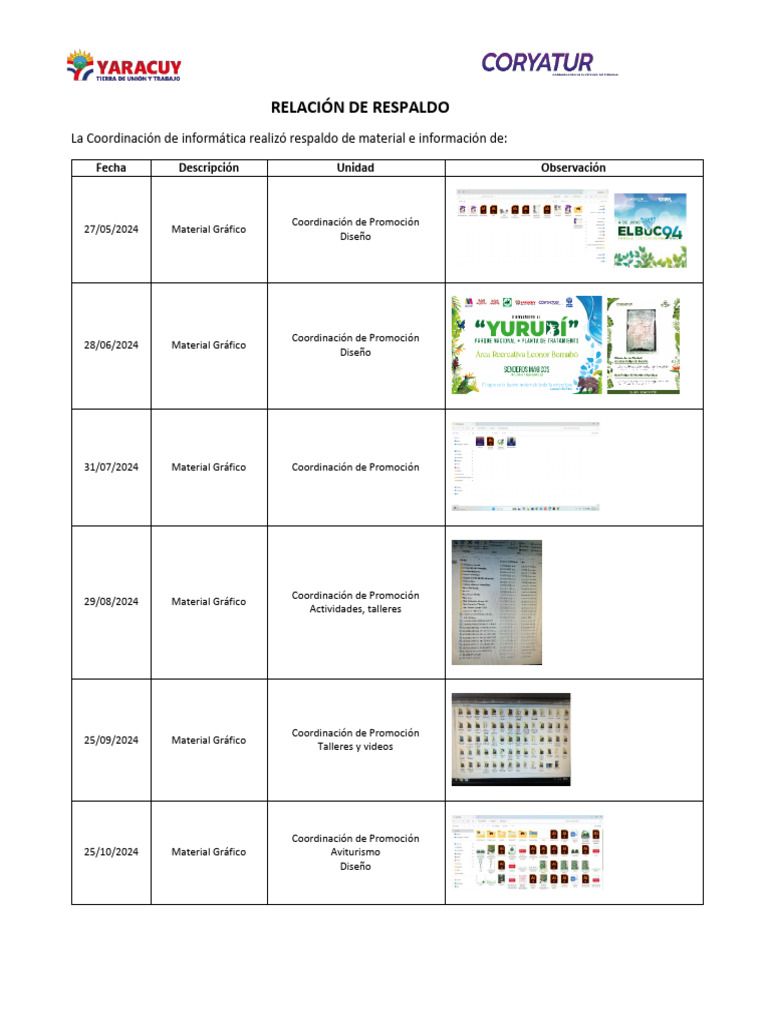 Planilla de Soporte Respaldos | PDF