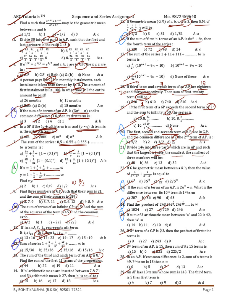 Ch-6 Sequence and Series | PDF | Mathematics | Mathematical Concepts