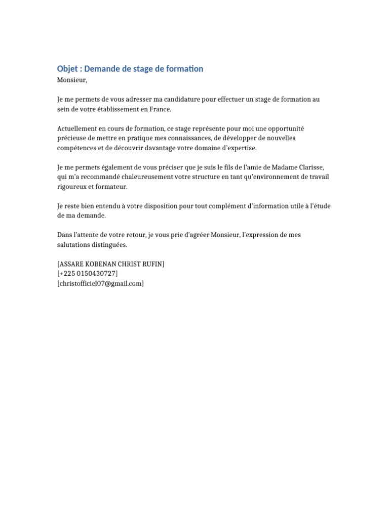 Demande de stage de formation | PDF