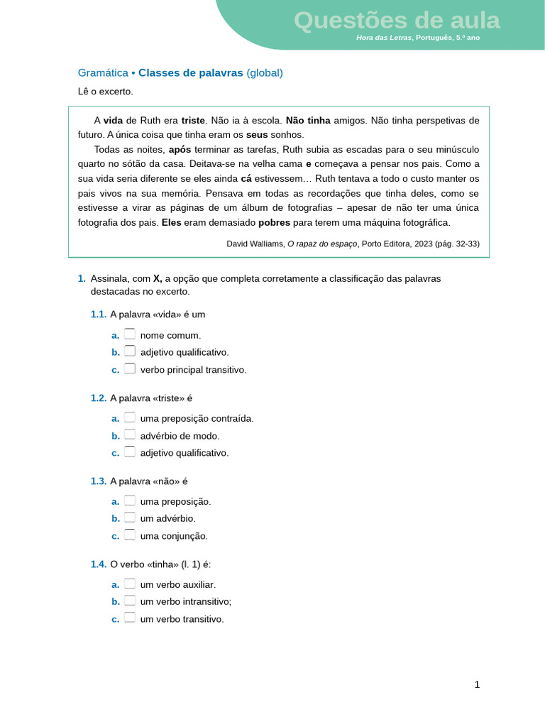 Classes de palavras - gramática | PDF | Pronome | Classe gramatical