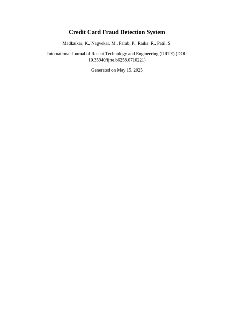 Credit Card Fraud Detection System | PDF | Support Vector Machine ...