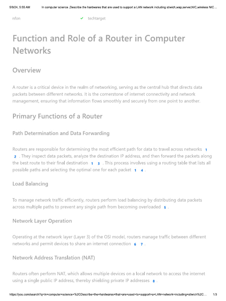 Router Functions and Roles | PDF