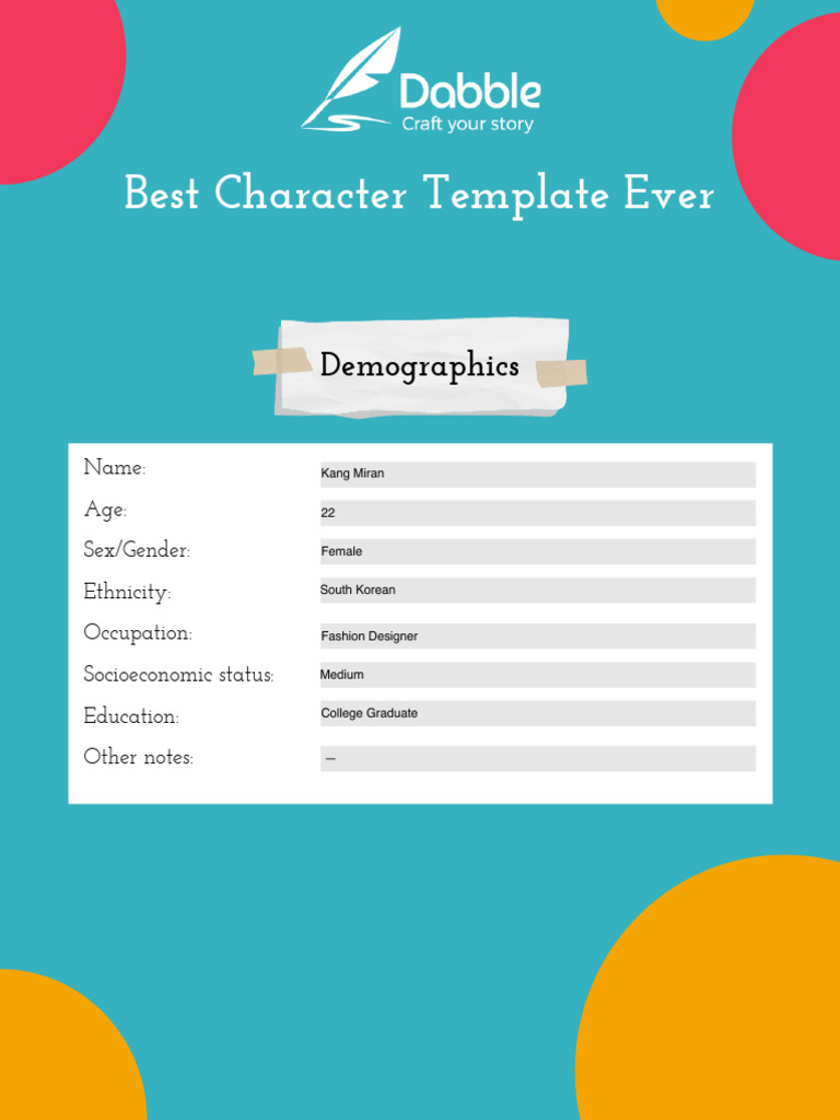 Dabble_The_Best_Character_Template_Ever_Fillable 2 | PDF ...