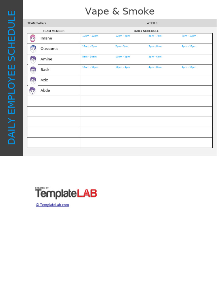 Daily Employee Schedule Template | PDF