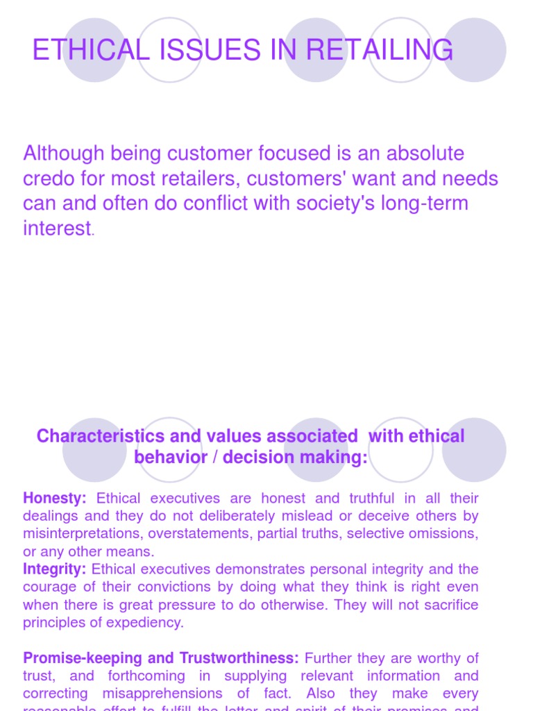 Ethical Issues in Retailing | PDF | Integrity | Morality