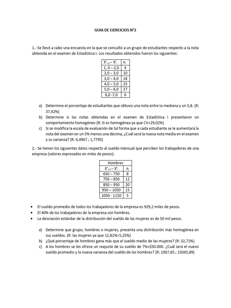 GUIA DE EJERCICIOS N°2 | PDF