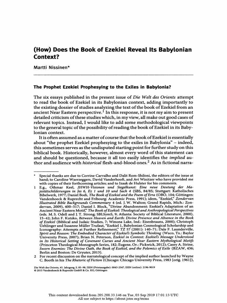 NISSINEN 2015 Ezekiel Babylonian Context | PDF